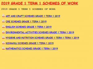 2019 GRADE 1 TERM 1 SCHEMES OF WORK - KCPE-KCSE