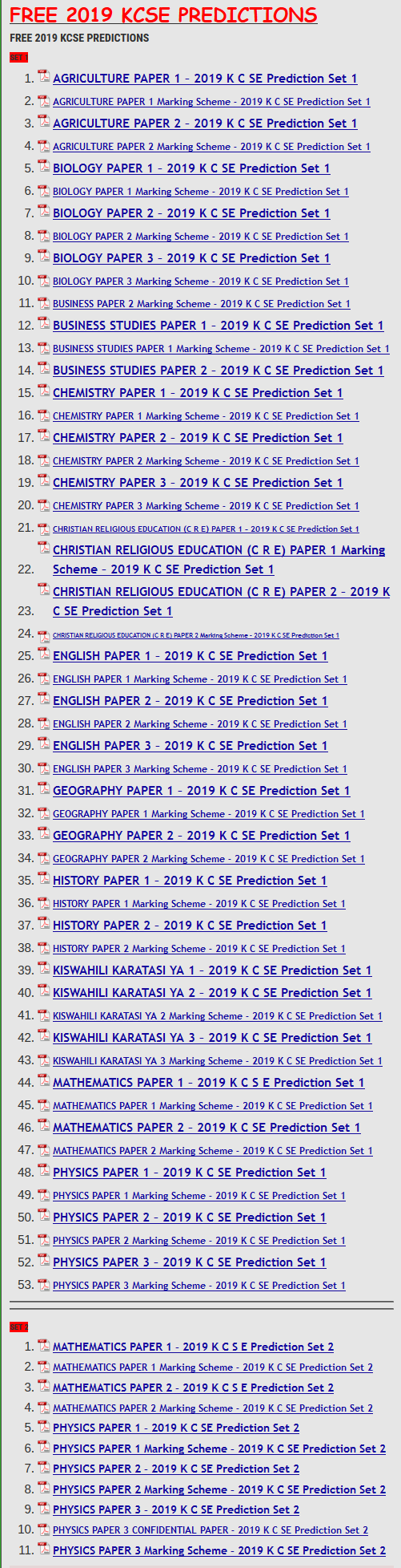 FREE 2019 KCSE PREDICTIONS - KCSE REVISION - KCPE-KCSE FREE 2019 KCSE PREDICTIONS - KCSE REVISION - KCPE-KCSE