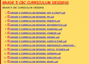 GRADE 5 CBC CURRICULUM DESIGNS - KCPE-KCSE